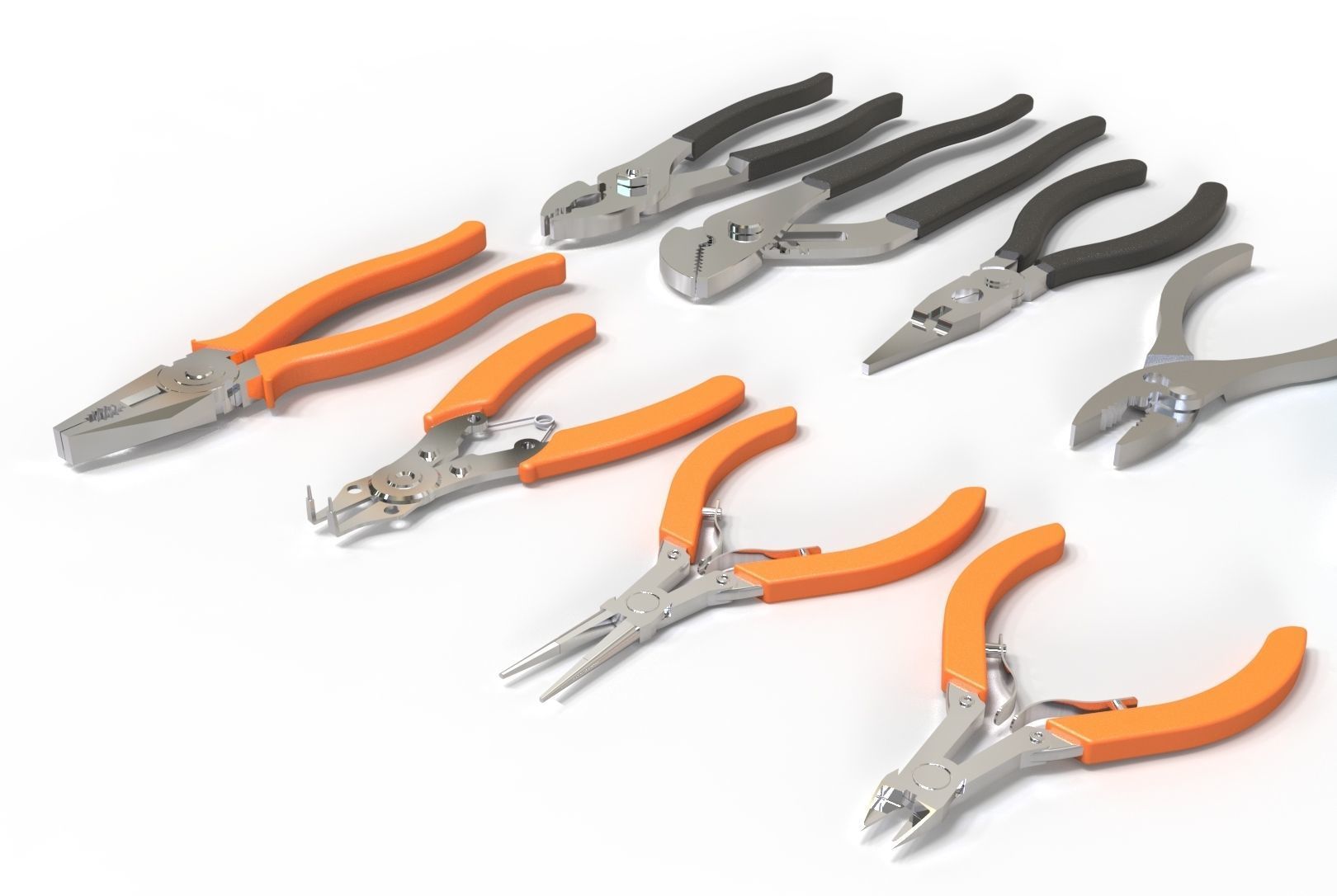Plier hand tools and Wrench Set 3d model 3D model | CGTrader