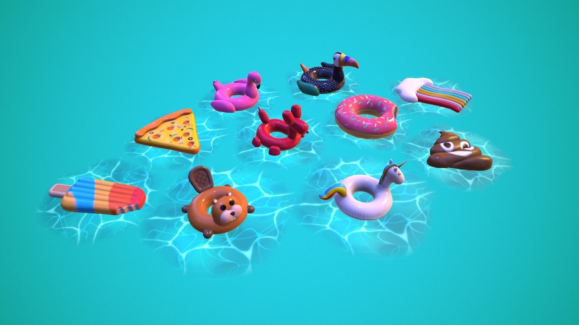 3D model Inflatable Pool Floats PACK III VR / AR / low-poly | CGTrader