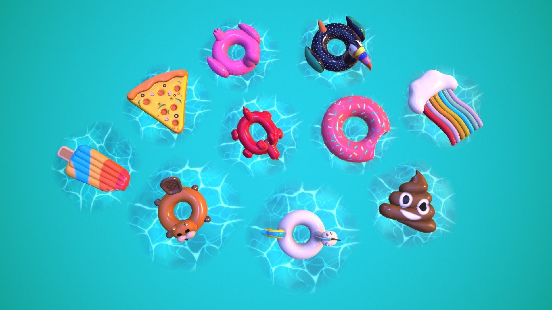 3D model Inflatable Pool Floats PACK III VR / AR / low-poly | CGTrader