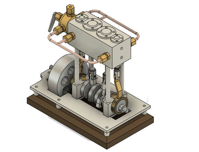 2 Cylinder Vertical Marine Type Steam Engine 3D model | CGTrader