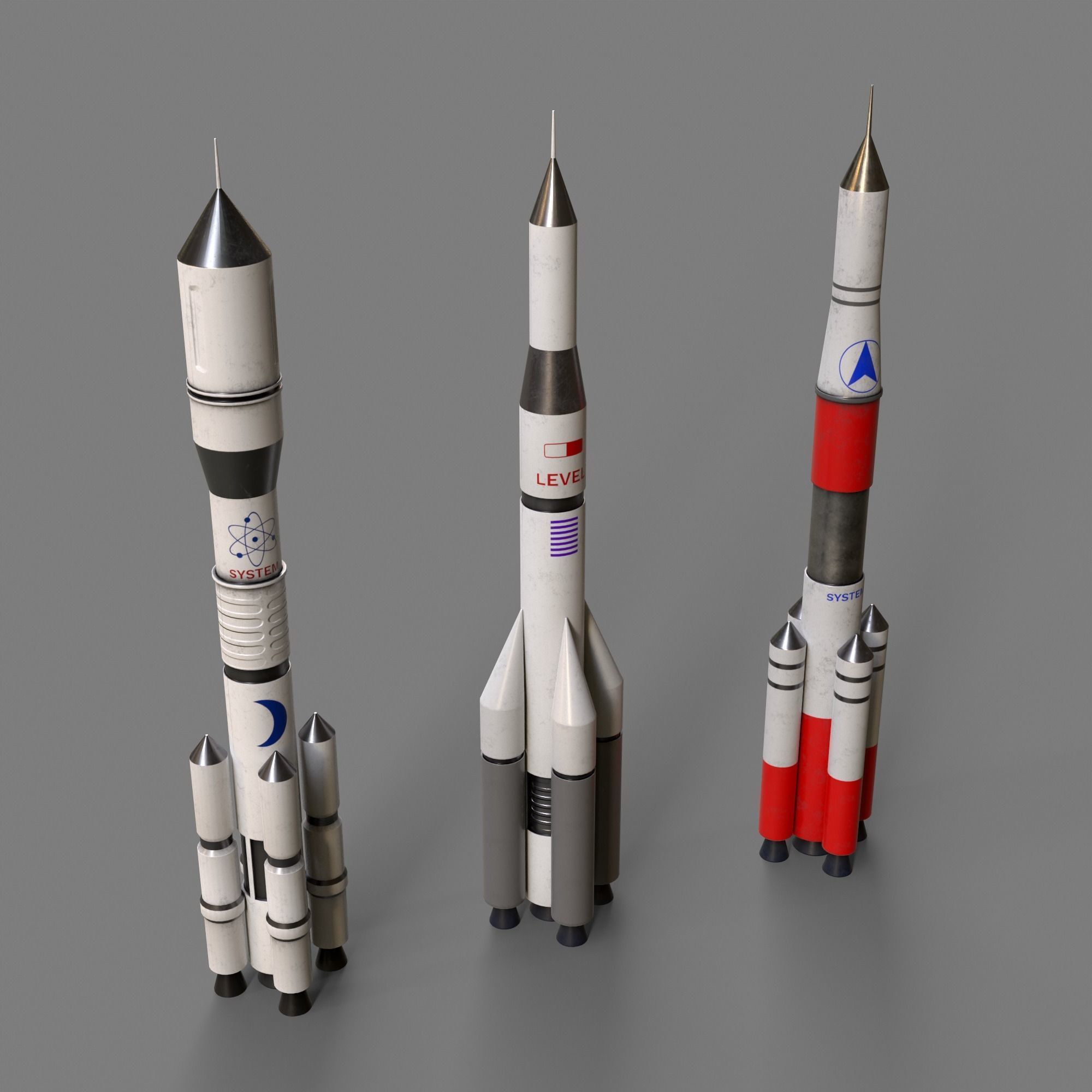 3D model Simple model of a space rocket of three types VR / AR / low ...