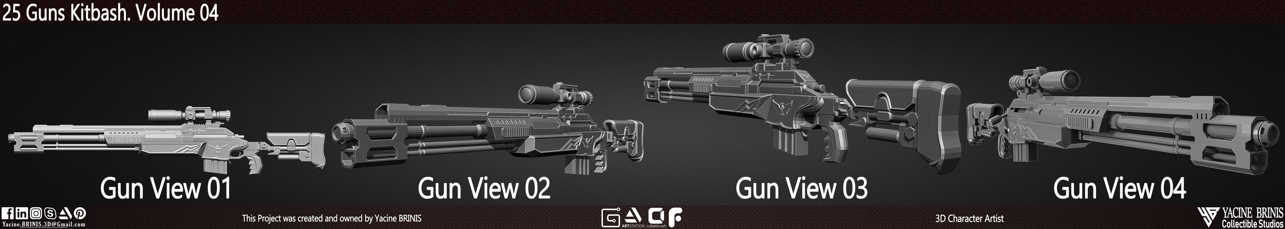3D model 25 Guns Kitbash Volume 04 VR / AR / low-poly | CGTrader