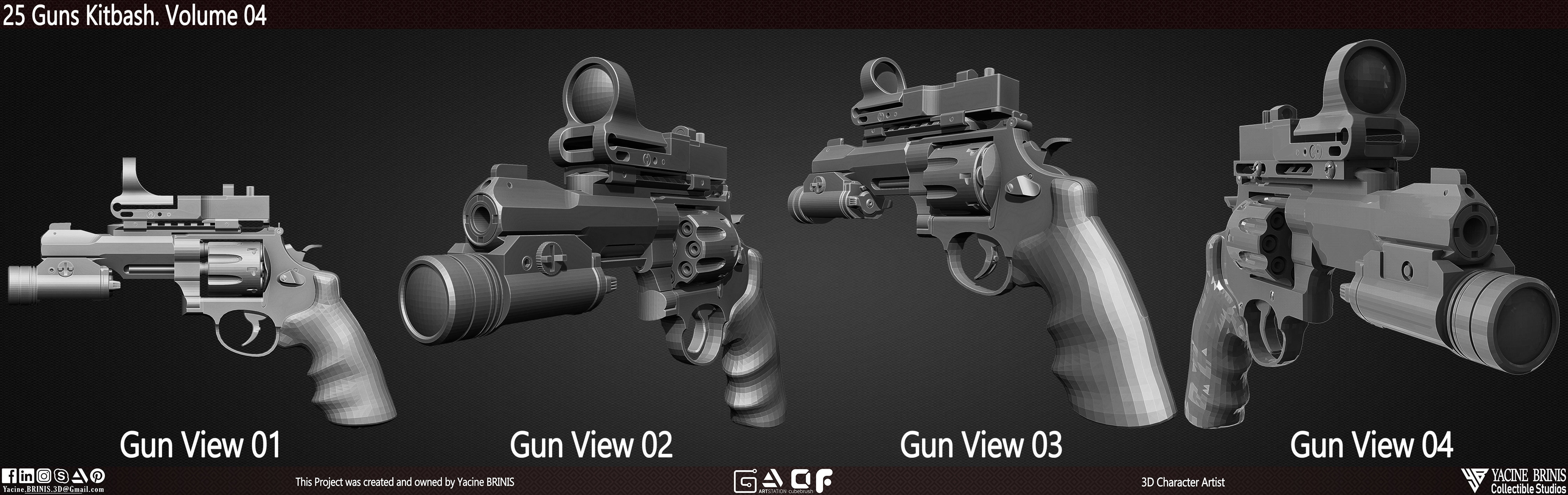 3D model 25 Guns Kitbash Volume 04 VR / AR / low-poly | CGTrader