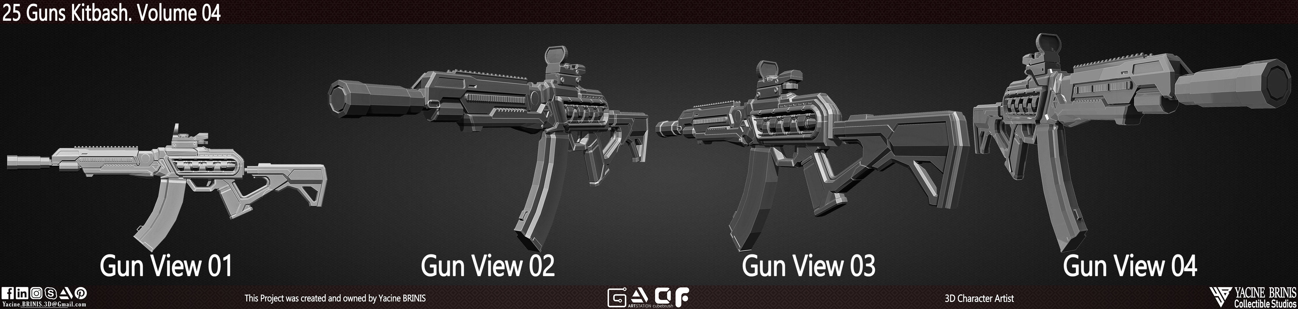 3D model 25 Guns Kitbash Volume 04 VR / AR / low-poly | CGTrader