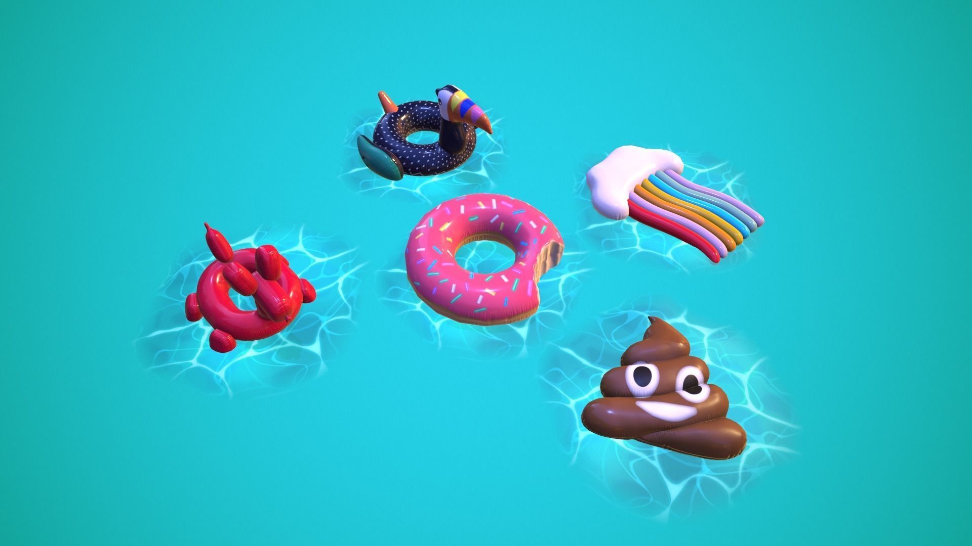 3D model Inflatable Pool Floats PACK II VR / AR / low-poly | CGTrader