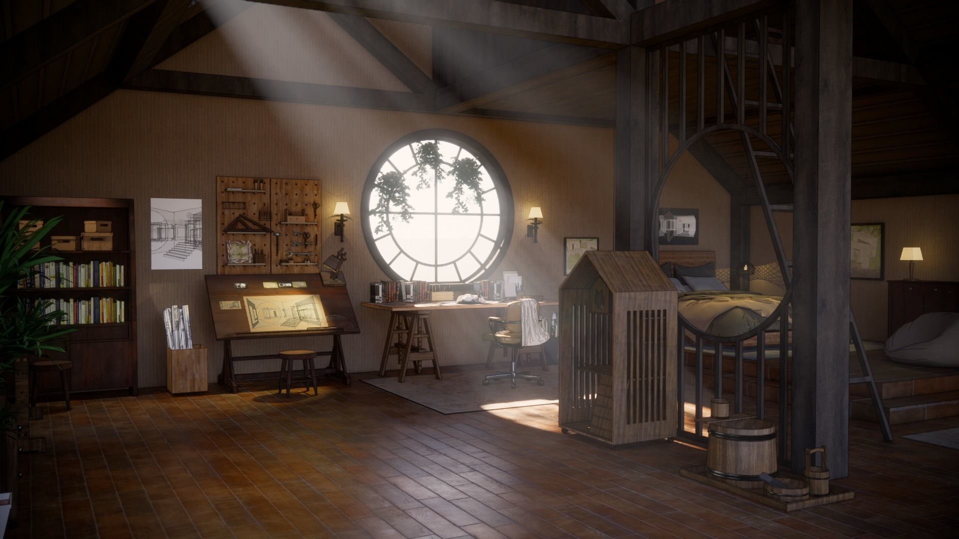 3D model Carpenter cabin of architect VR / AR / low-poly | CGTrader