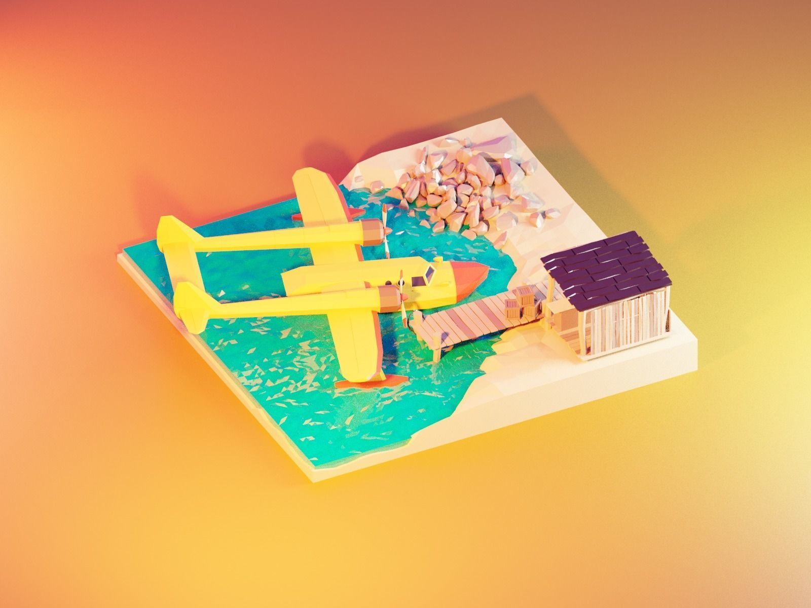 Cartoon talespin scene 3D model animated | CGTrader