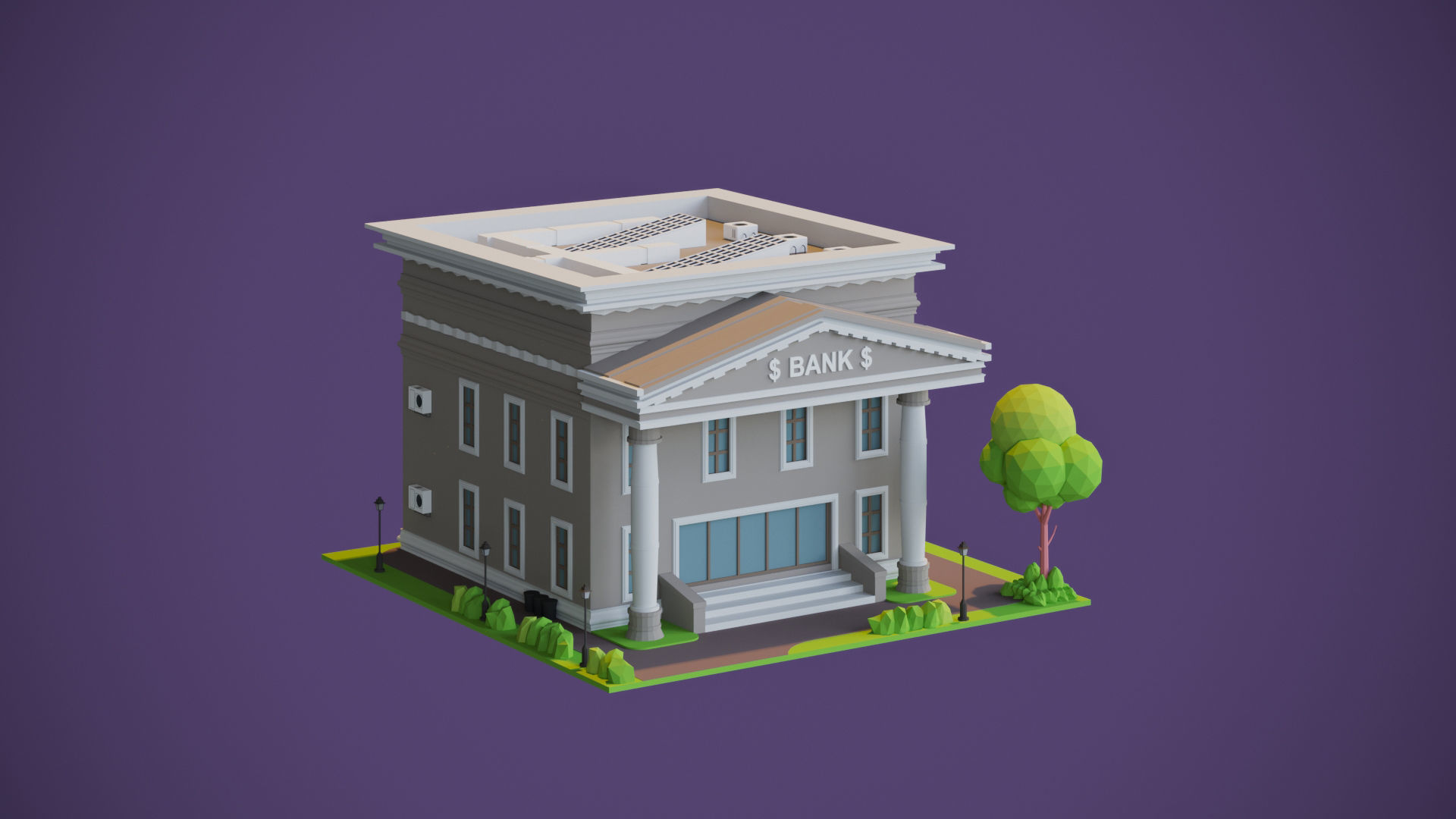 3D model City Bank VR / AR / low-poly | CGTrader