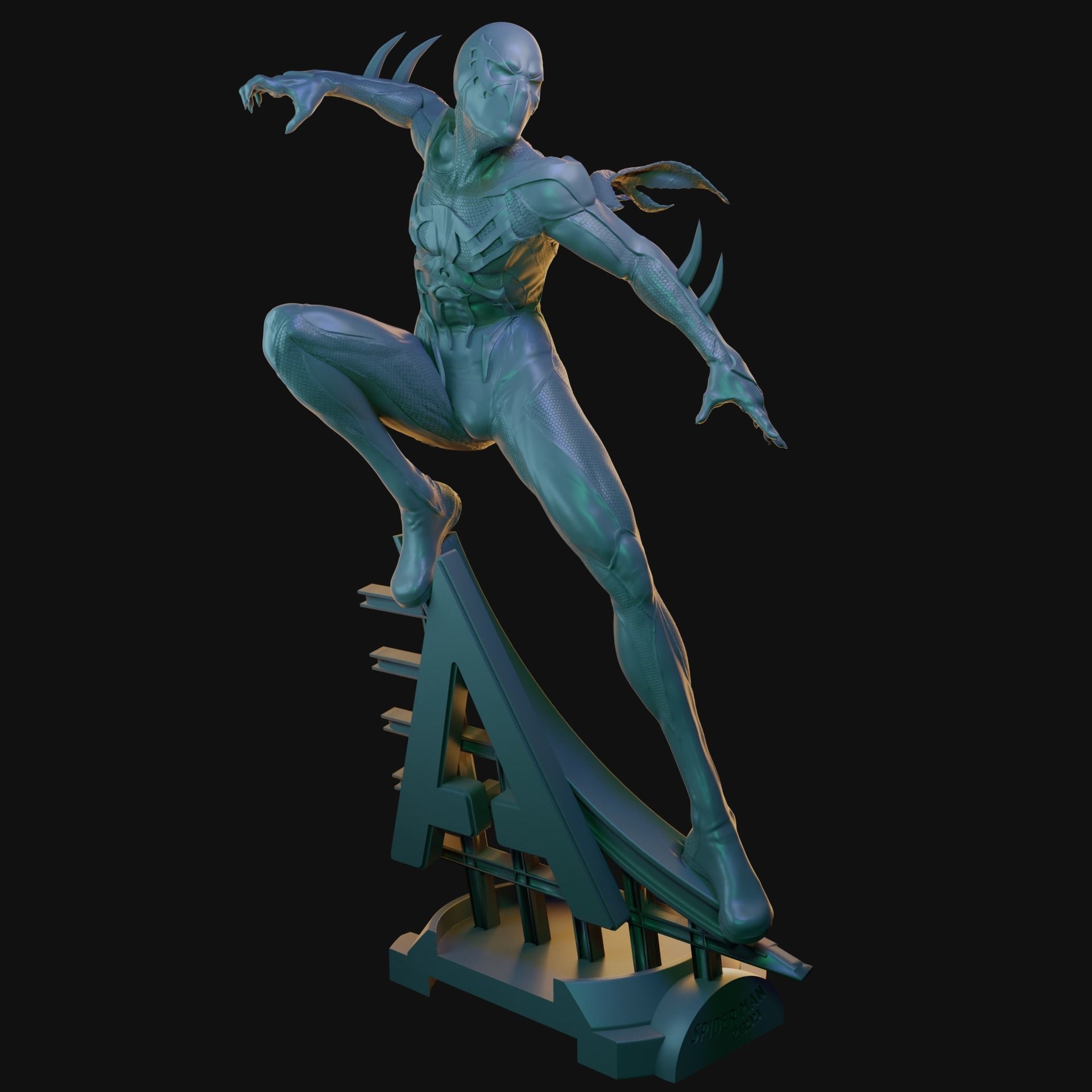 Spider-Man 2099 Statue 3D model 3D printable | CGTrader