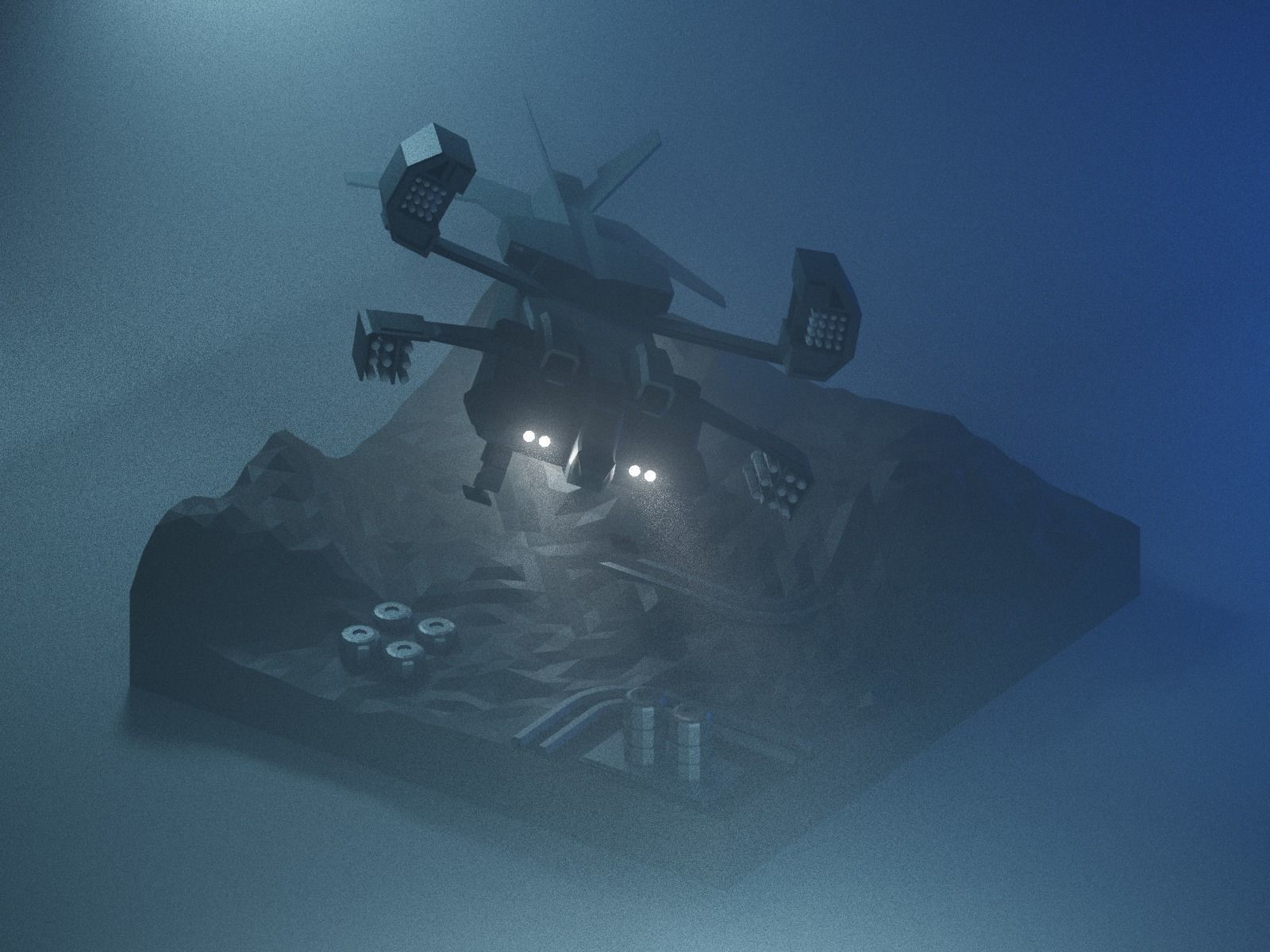 Cartoon Alien Dropship Scene 3D model | CGTrader