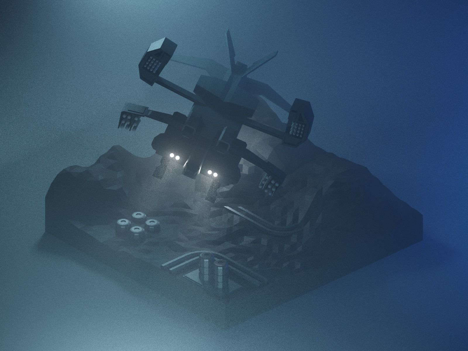 Cartoon Alien Dropship Scene 3D model | CGTrader