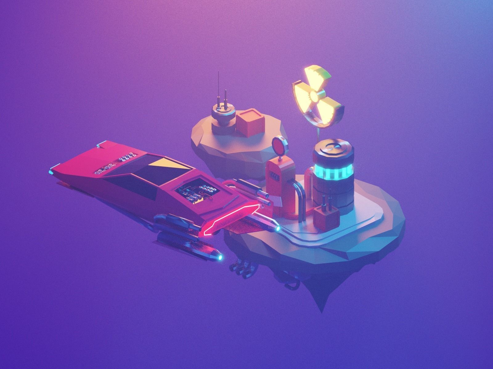 Cartoon Plutonium Station scene 3D model | CGTrader