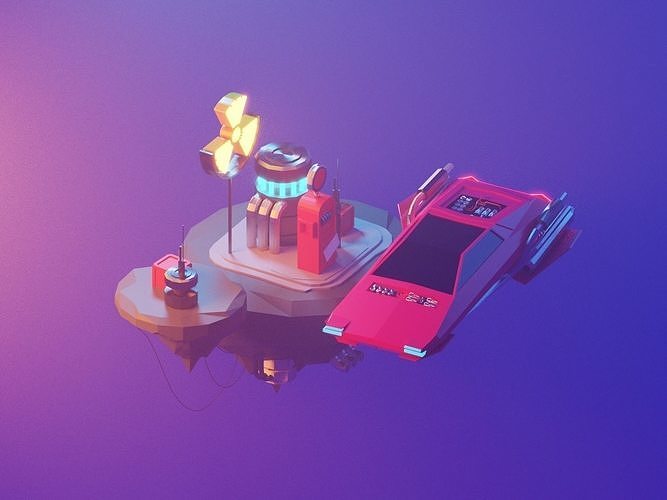 Cartoon Plutonium Station scene 3D model | CGTrader