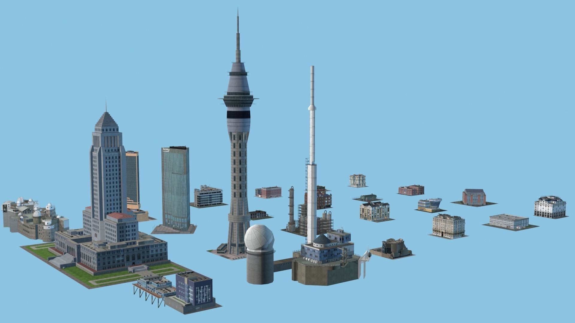 Low Poly City Buildings Set 01 - 24 Buildings 3D model | CGTrader