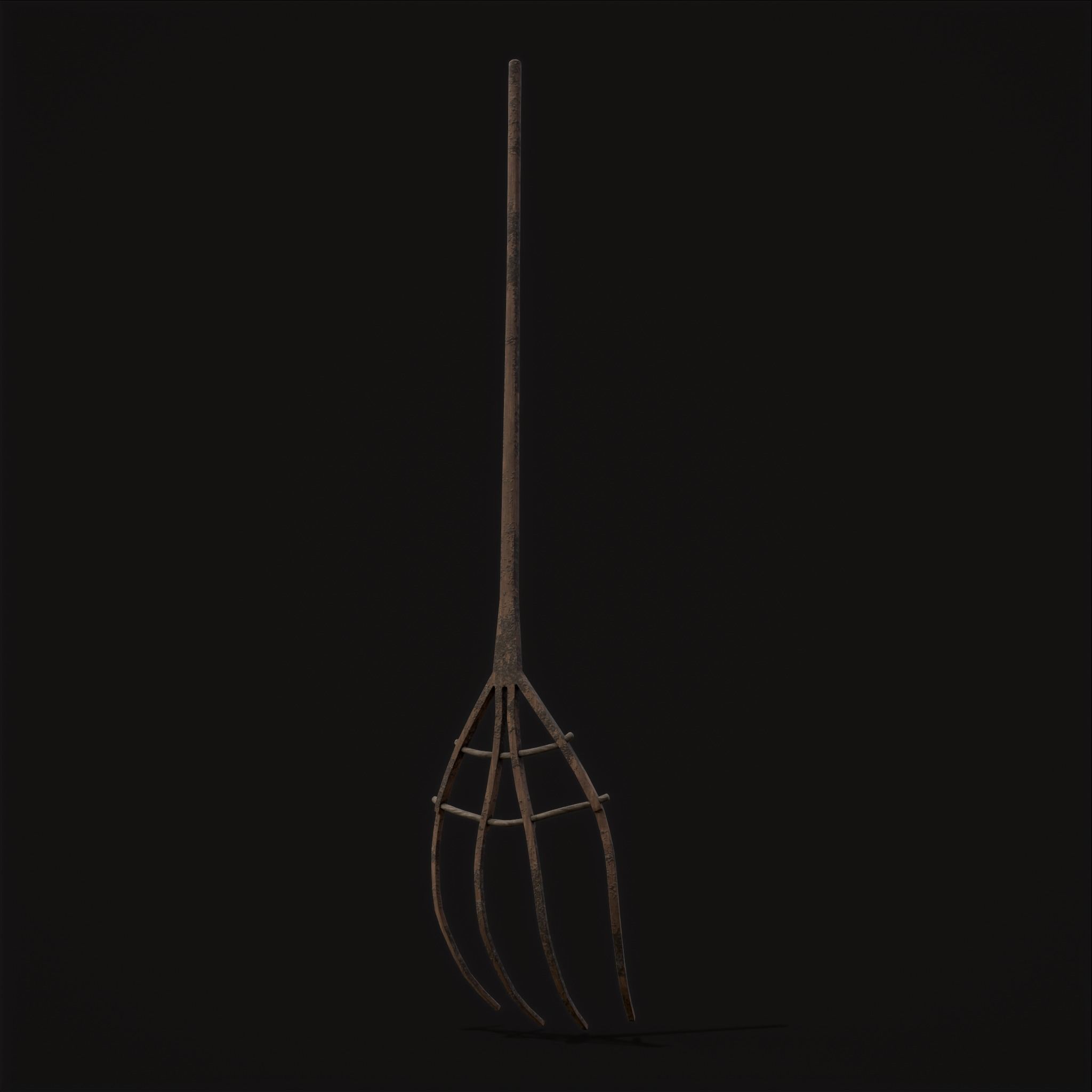 3D model Rustic Medieval Wooden Shovel and Rake VR / AR / low-poly ...
