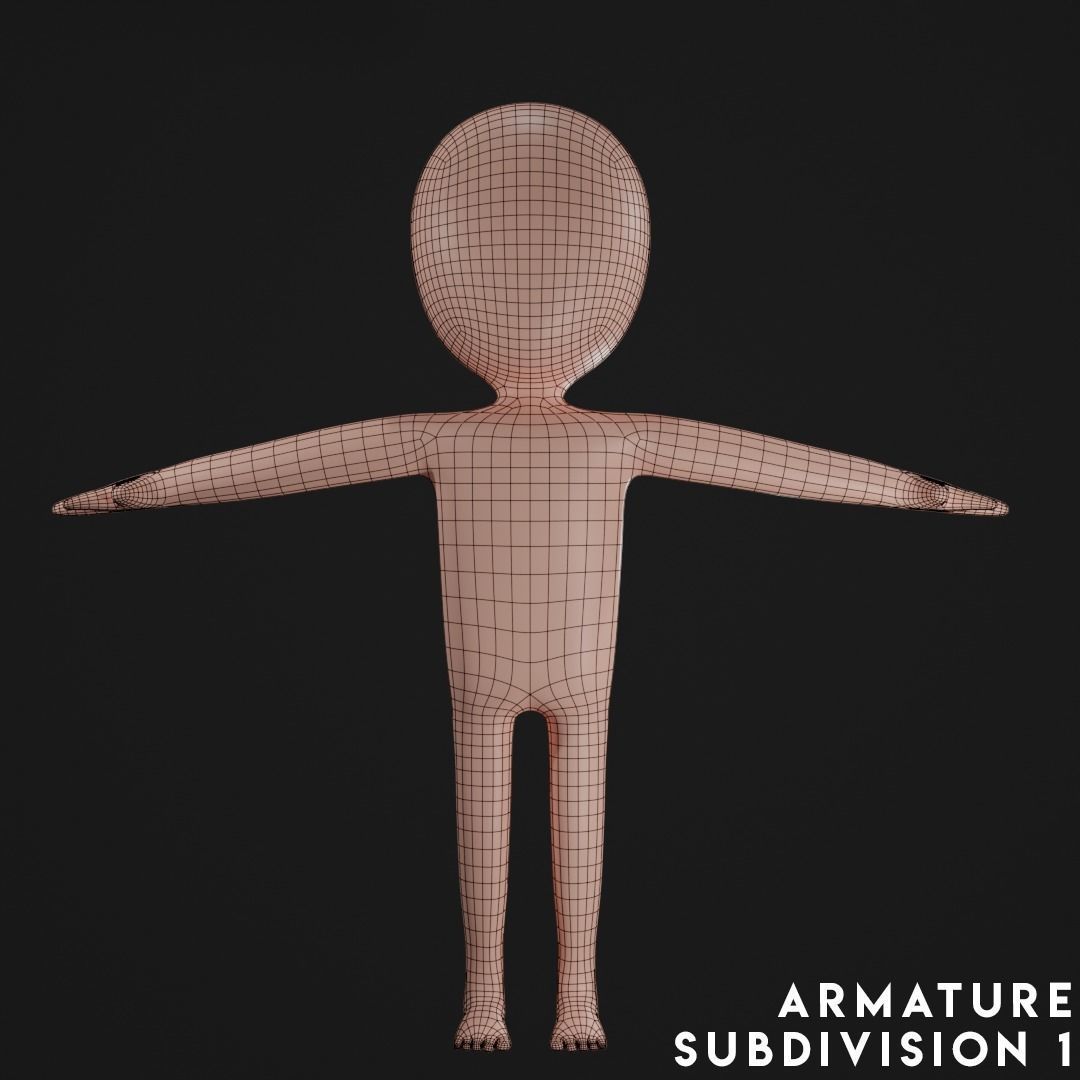Stylized Stickman in T-Pose 3D model rigged | CGTrader