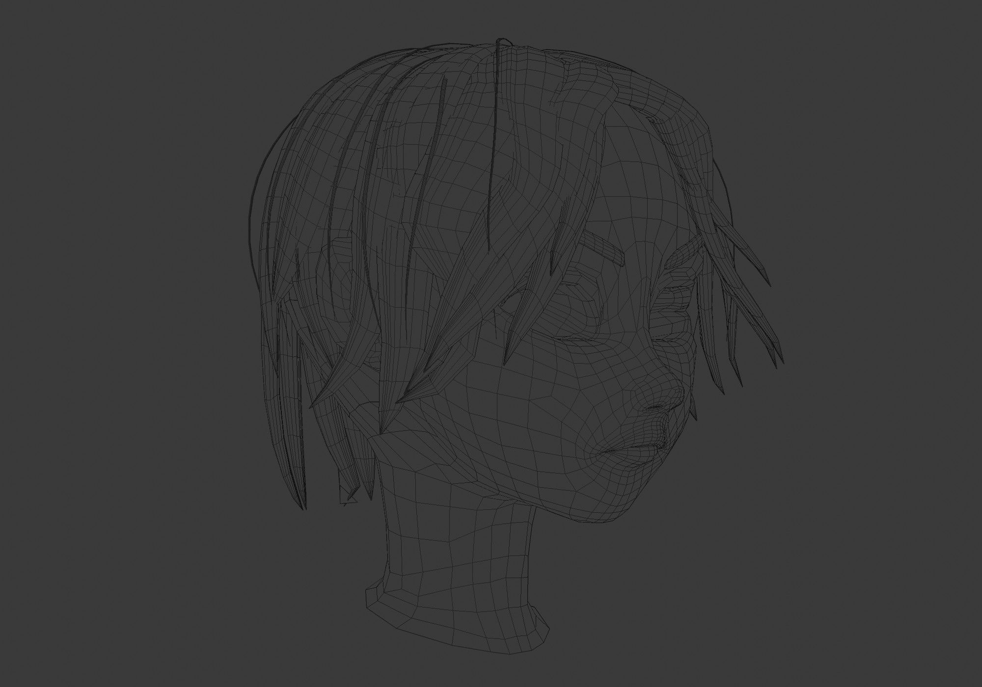 wavy anime hairstyle 3D model | CGTrader