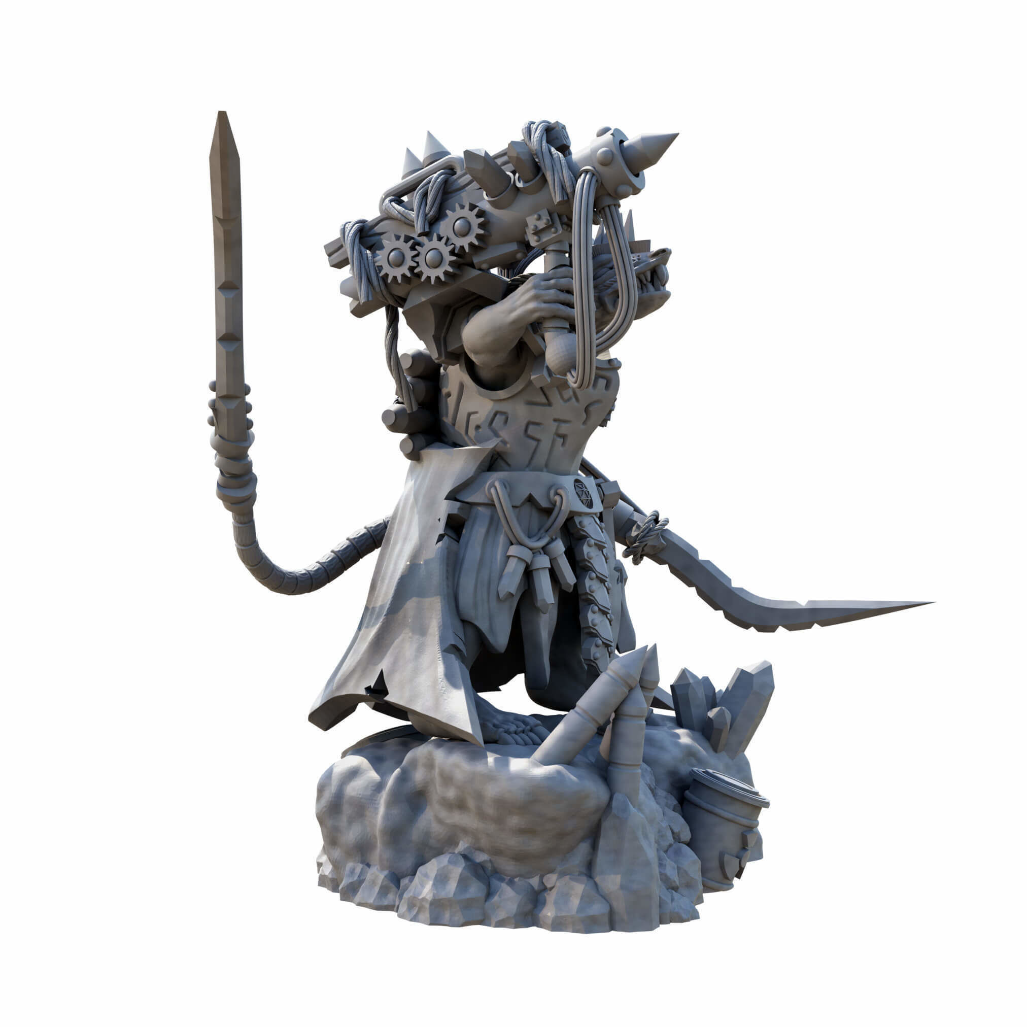 Ratkin Warlock Engineer With Missile Launcher 3D model 3D printable ...