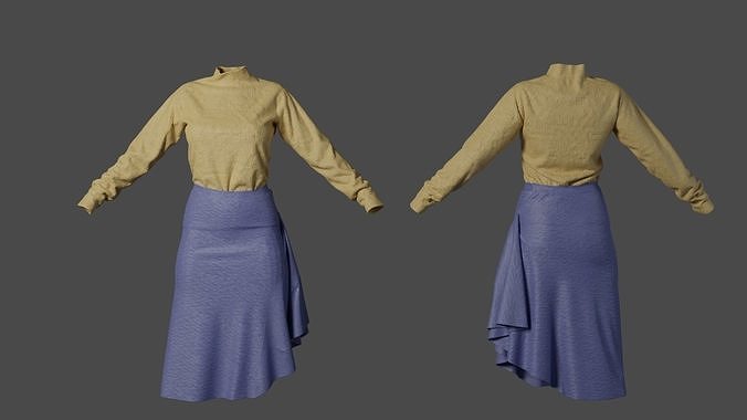 Women Sweater and Skirt free 3D model | CGTrader