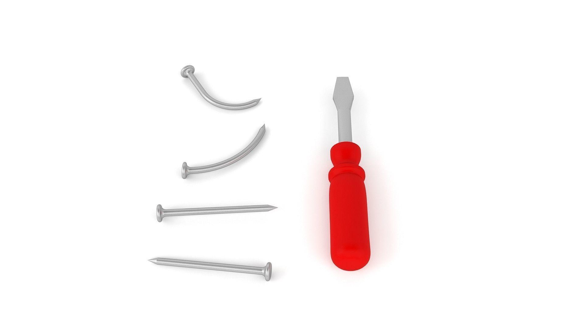 Screwdriver With Nails 3D model | CGTrader