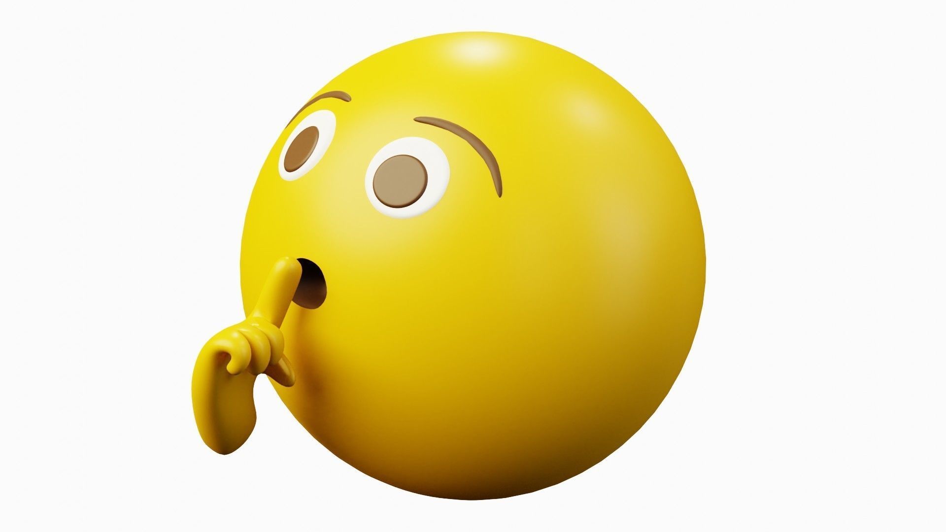 Keep Silence or Quiet Please Yellow Ball Emoticon or Smiley 3D model ...