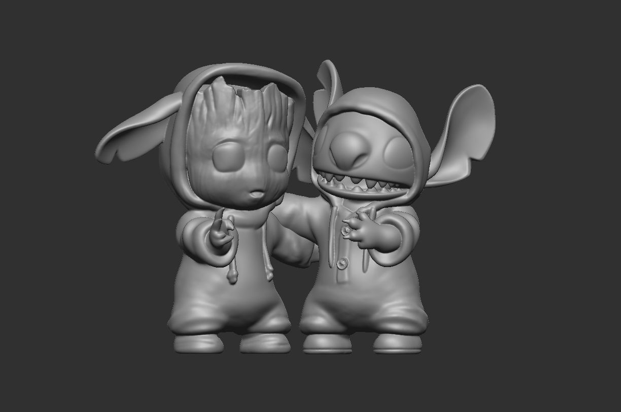 Stitch and Baby Groot 3D model 3D printable | CGTrader