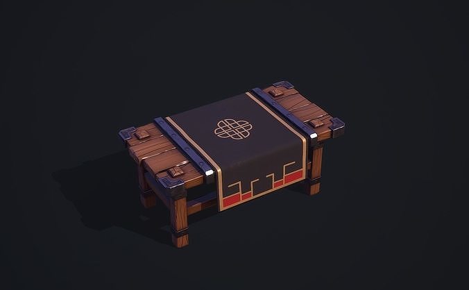3D model Stylized table PBR game ready Low-poly 3D model VR / AR / low ...