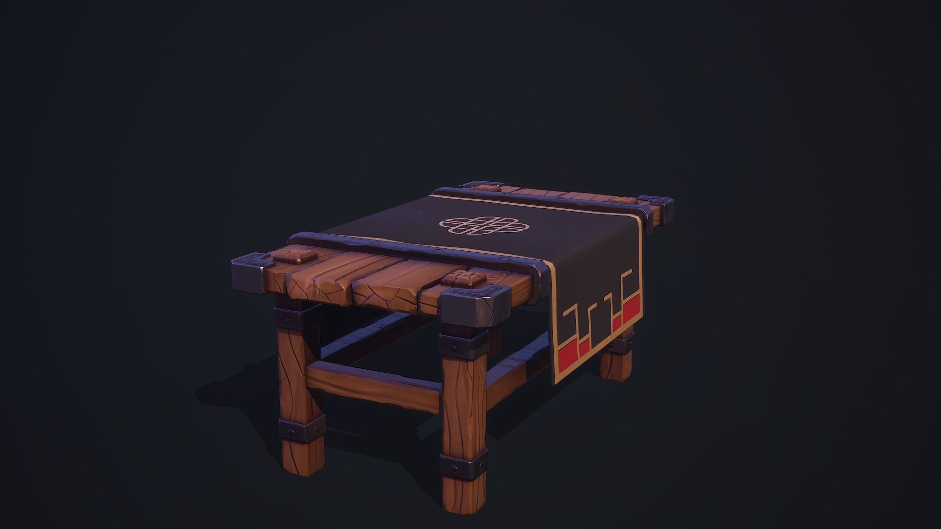 3D model Stylized table PBR game ready Low-poly 3D model VR / AR / low ...