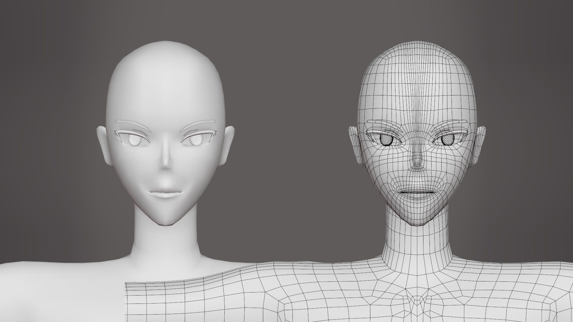 3D model Male Base Mesh - Anime Style - Low Poly 3D Model VR / AR / low ...