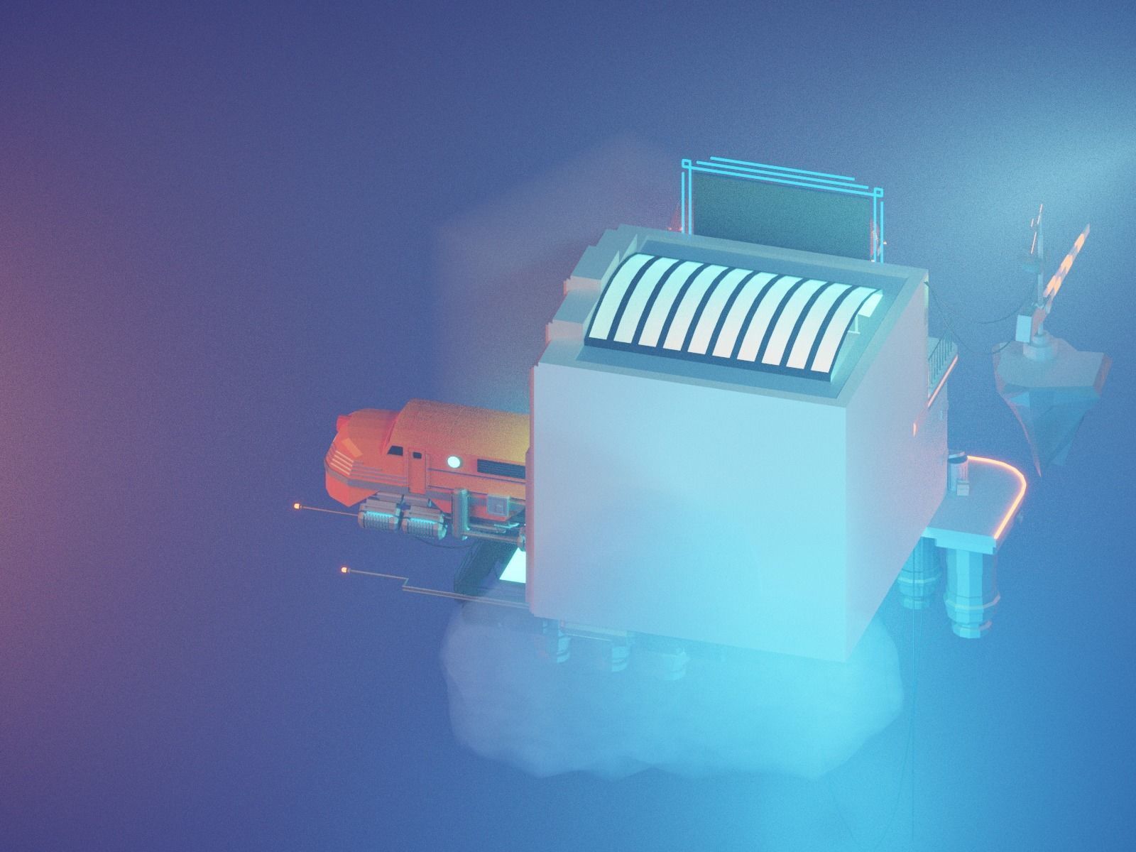 Cartoon Cloud Train Station scene 3D model | CGTrader