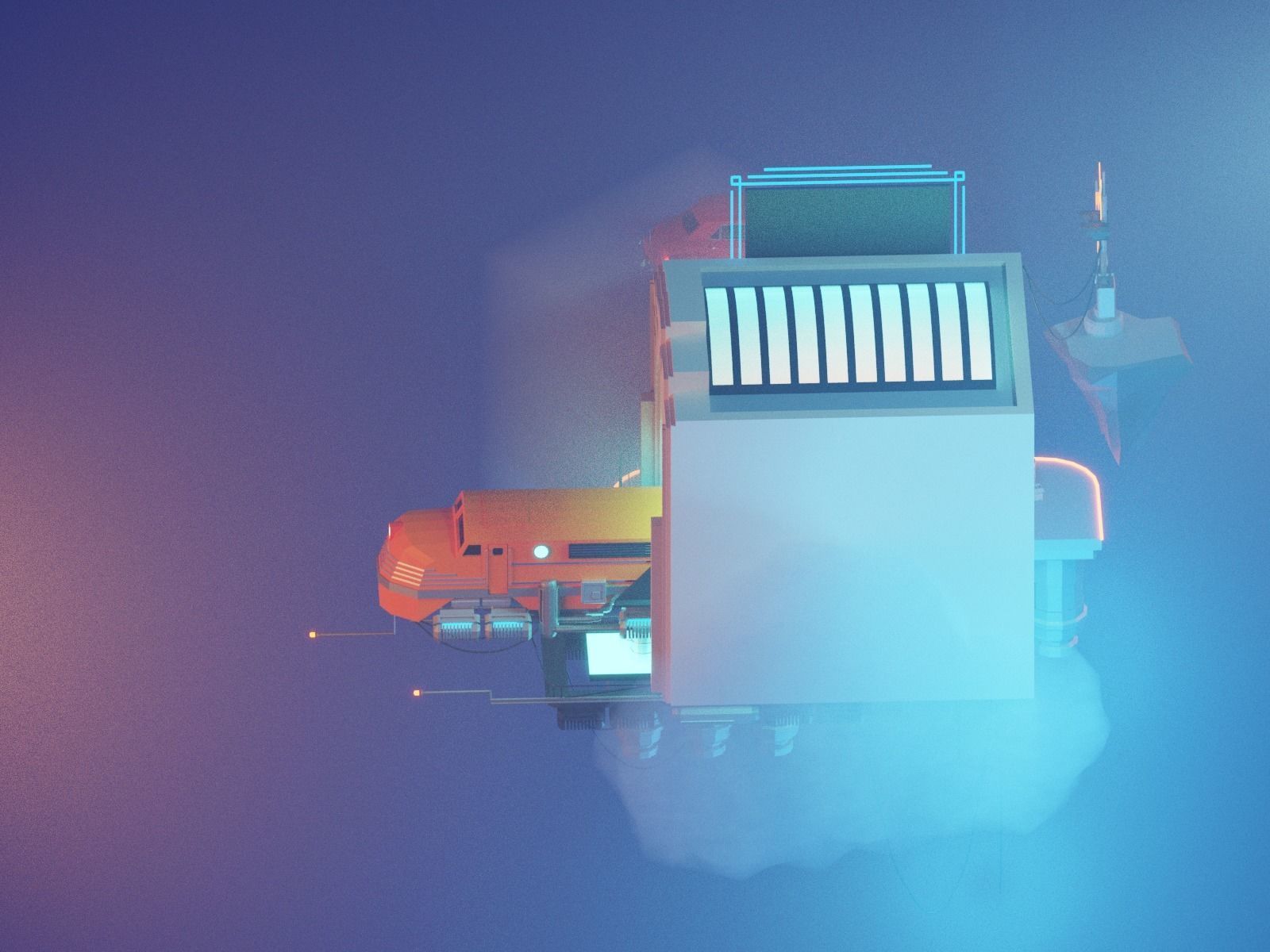 Cartoon Cloud Train Station scene 3D model | CGTrader