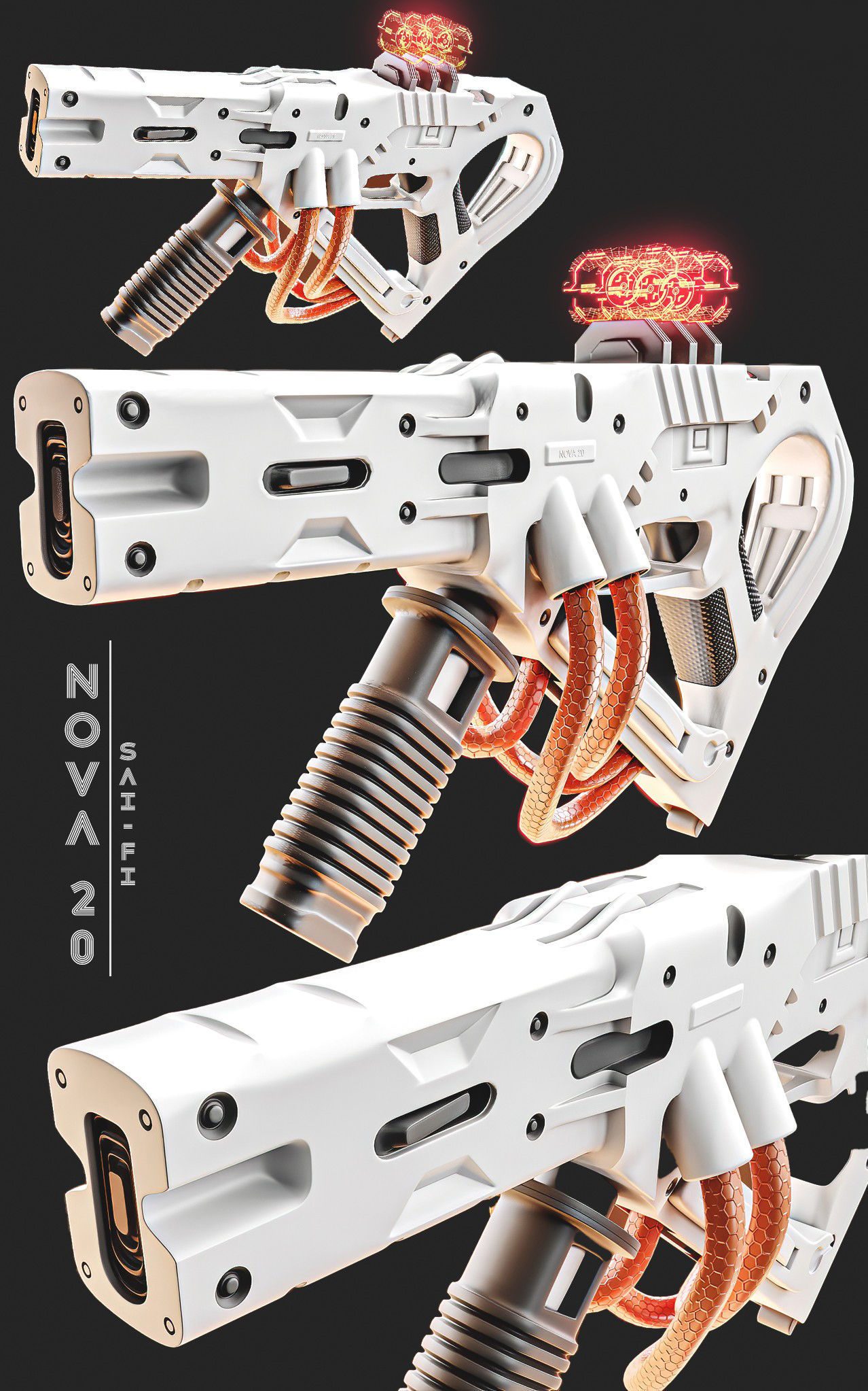 NOVA Sci-fi Pistol 3D model | CGTrader