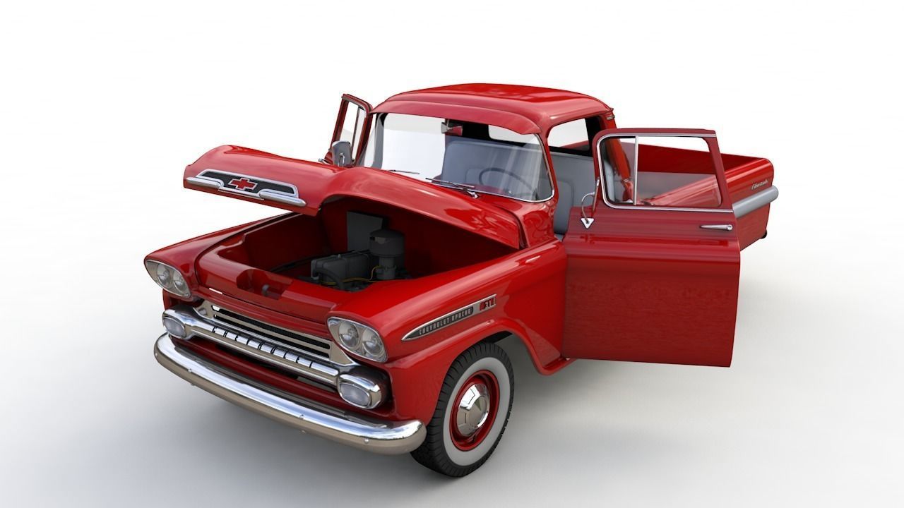 CHEVY 3100 APACHE PICKUP TRUCK FLEETSIDE 1958 3D model | CGTrader