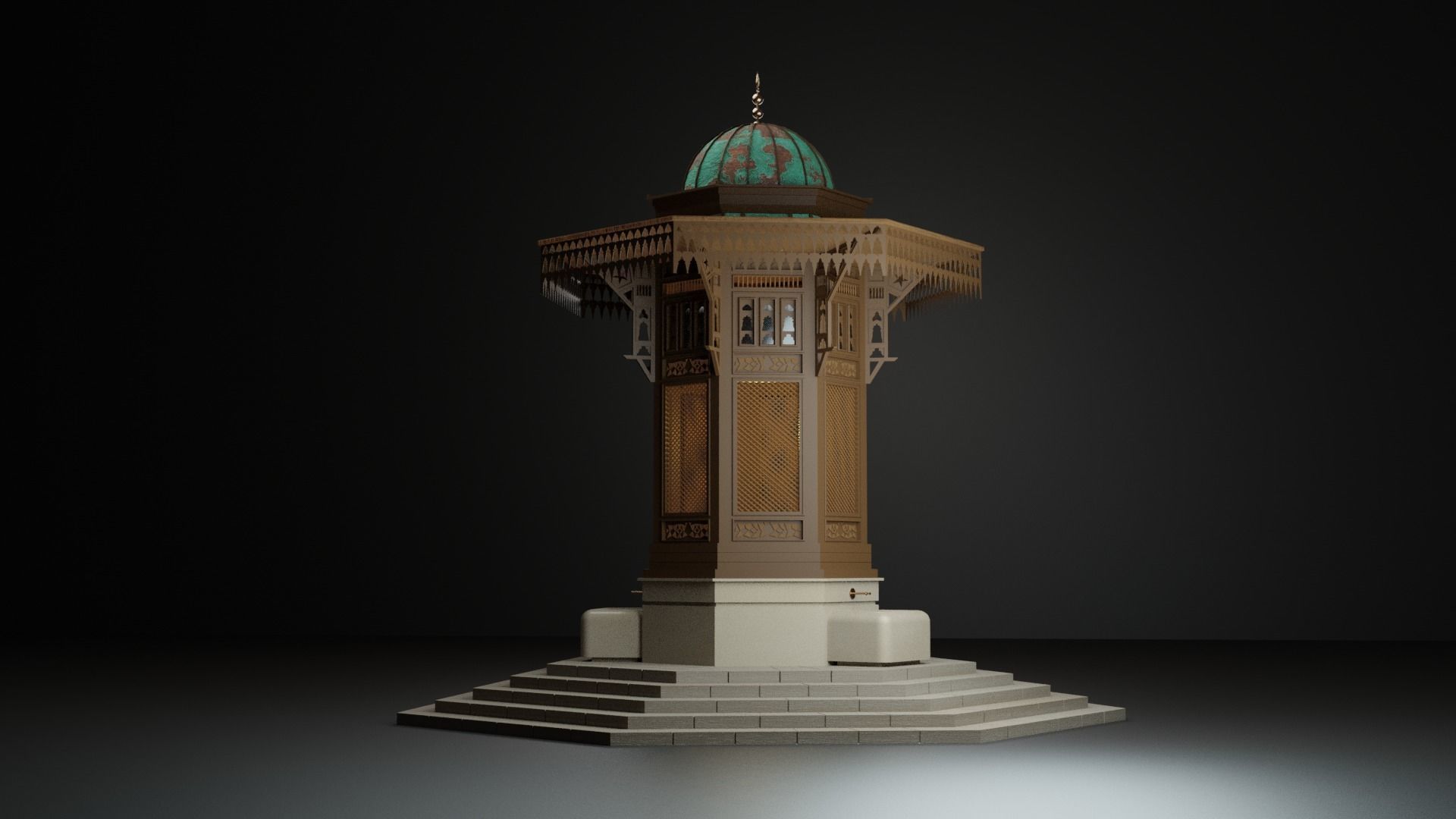 Bascarsija fountain with dome 3D model | CGTrader