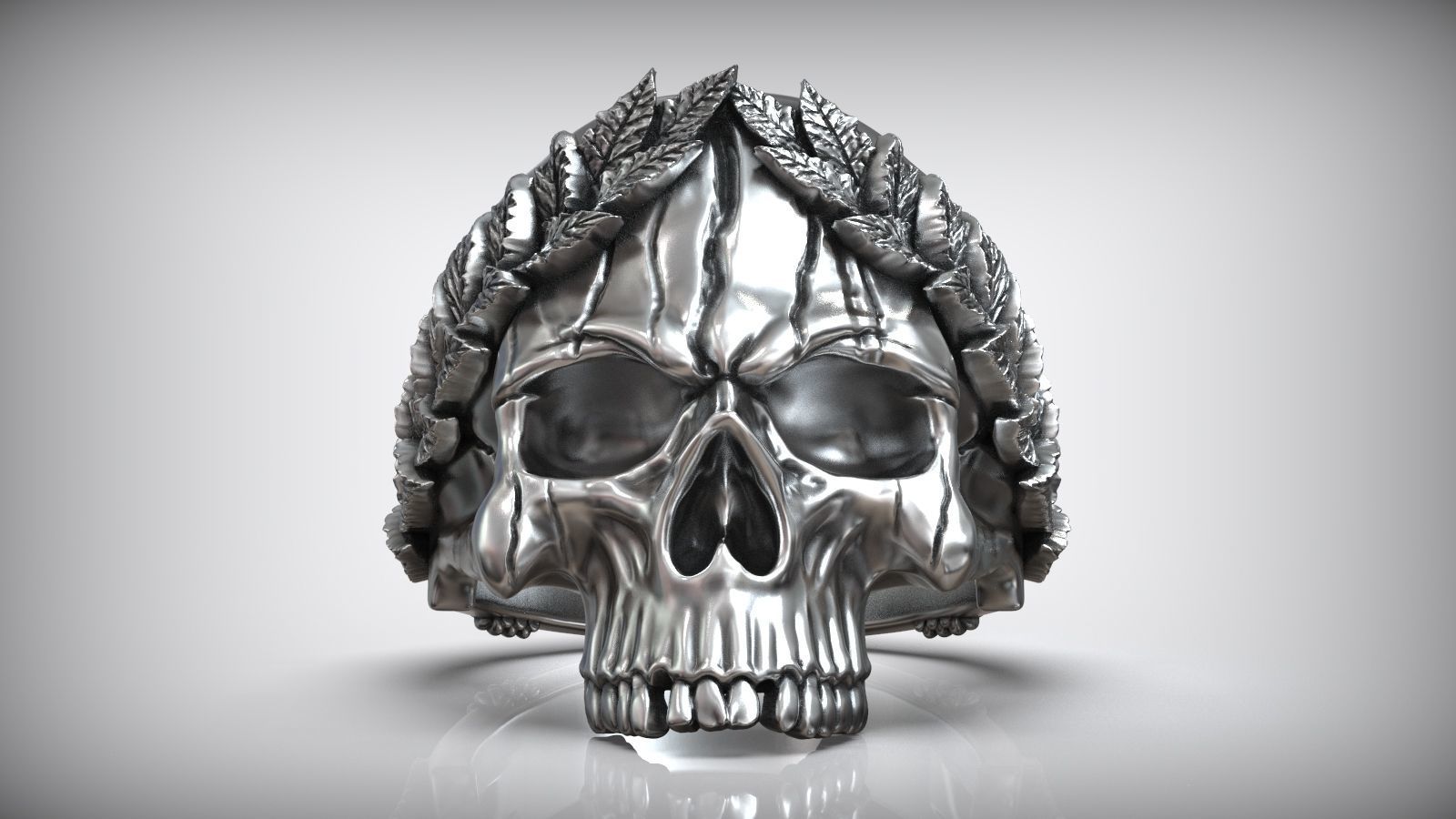 Laurel Wreath Skull Ring 3D model 3D printable | CGTrader