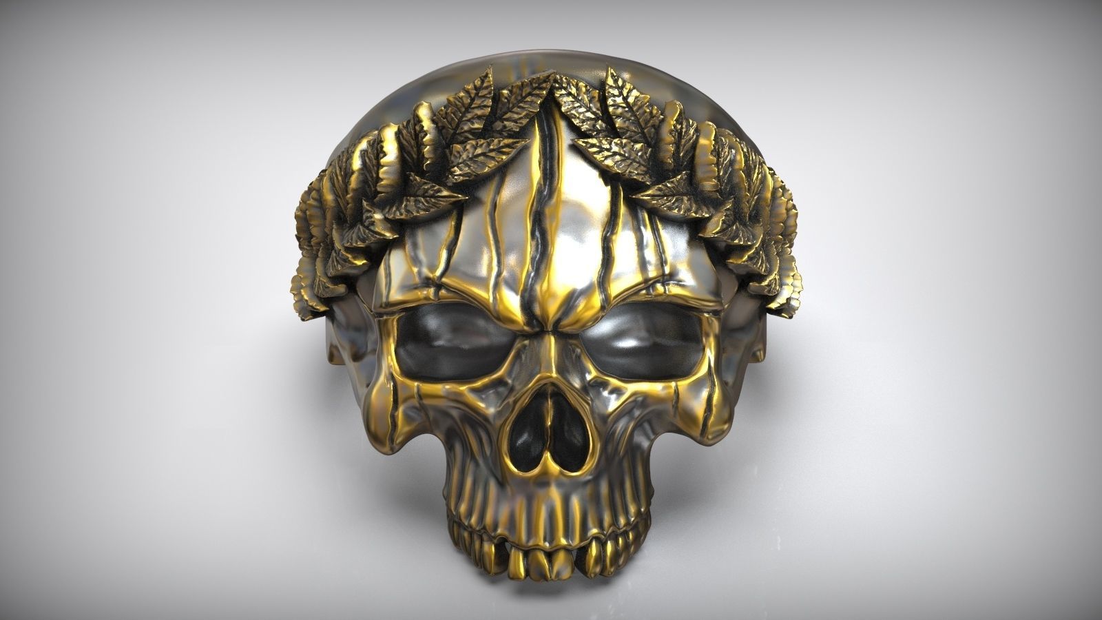 Laurel Wreath Skull Ring 3D model 3D printable | CGTrader
