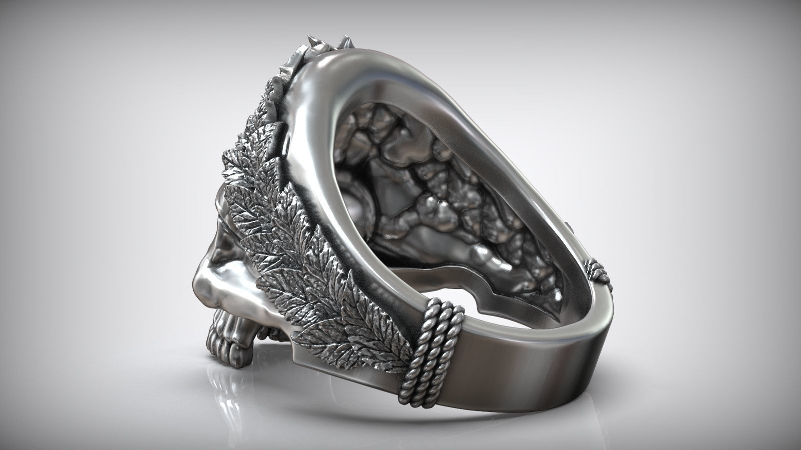 Laurel Wreath Skull Ring 3D model 3D printable | CGTrader