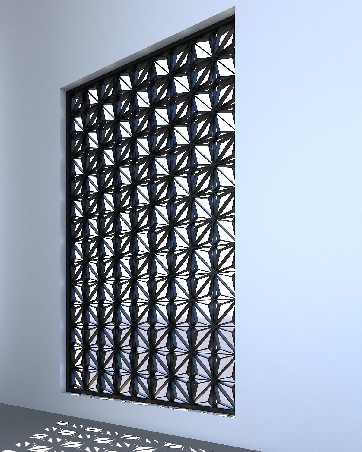 3D model 3d Screen room with geometric pattern on wall VR / AR / low ...