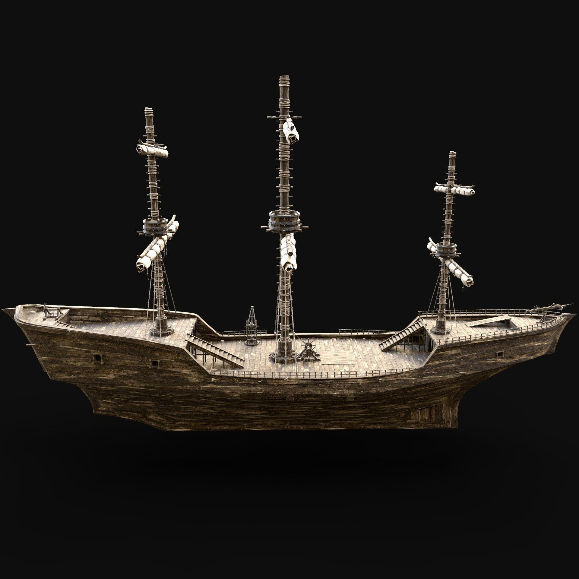 3D model SHIP GALLEON BOAT GALLEY ARK BARGE PIRATE CORSAIR WATERCRAFT ...