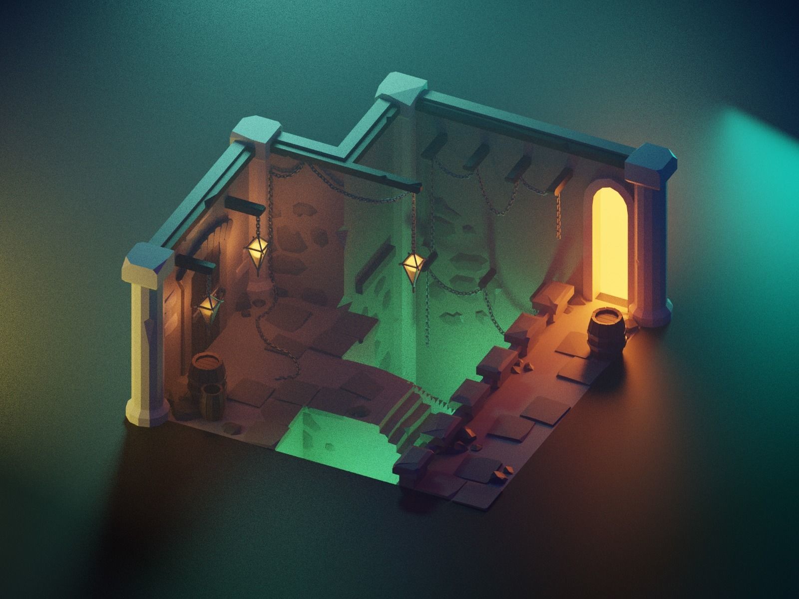 Cartoon Dungeon Scene 3D model | CGTrader