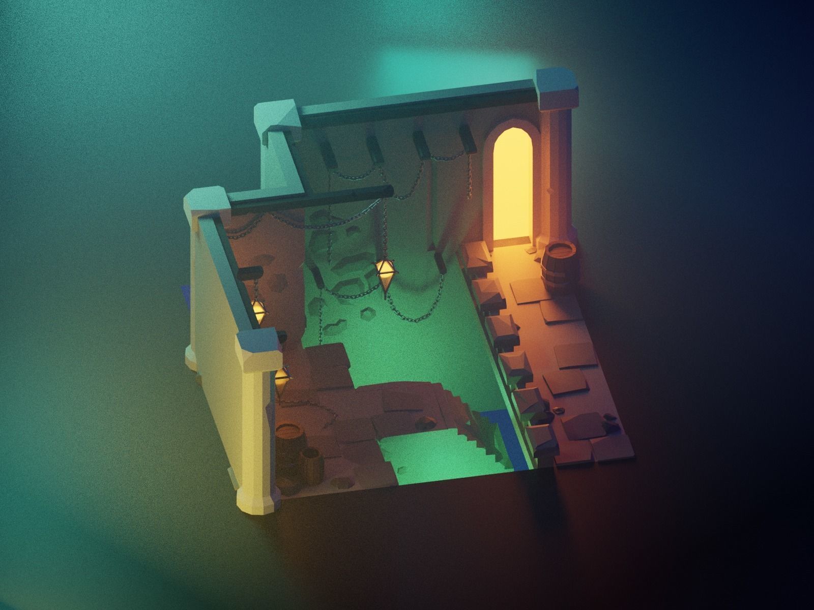 Cartoon Dungeon Scene 3D model | CGTrader