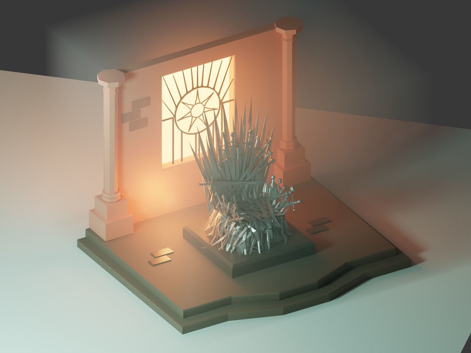 Cartoon Game of Throne - Iron Throne Scene 3D model | CGTrader