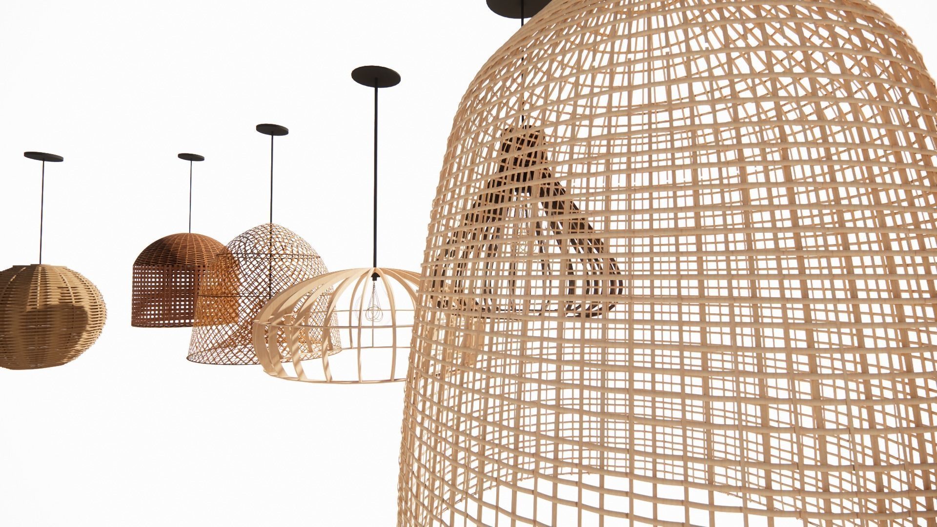 Rattan Lamp Combo 3D model | CGTrader