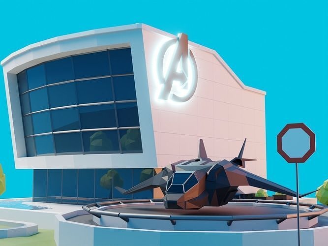 Cartoon Avengers base Scene 3D model | CGTrader