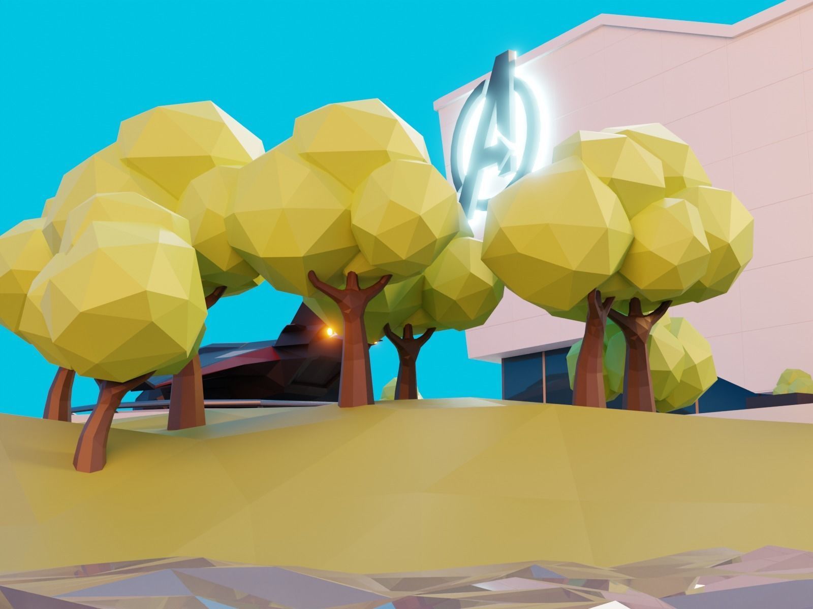 Cartoon Avengers base Scene 3D model | CGTrader