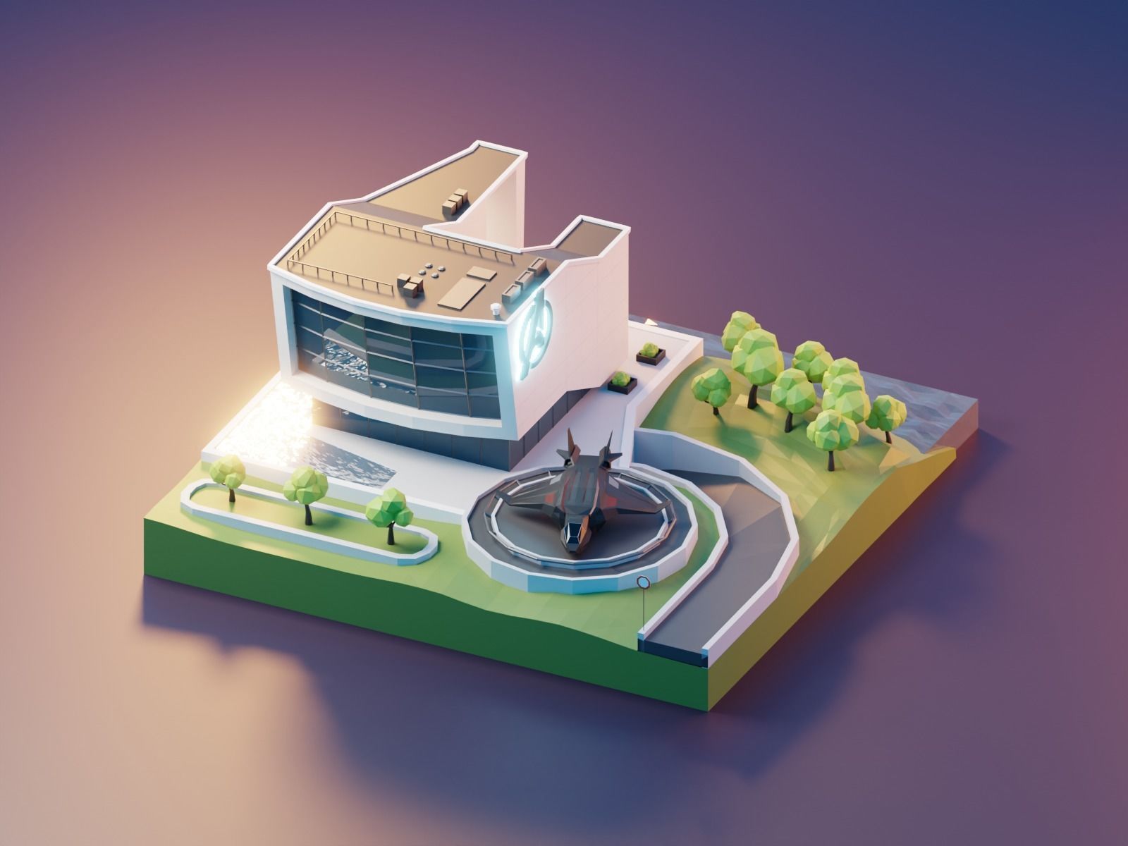 Cartoon Avengers base Scene 3D model | CGTrader
