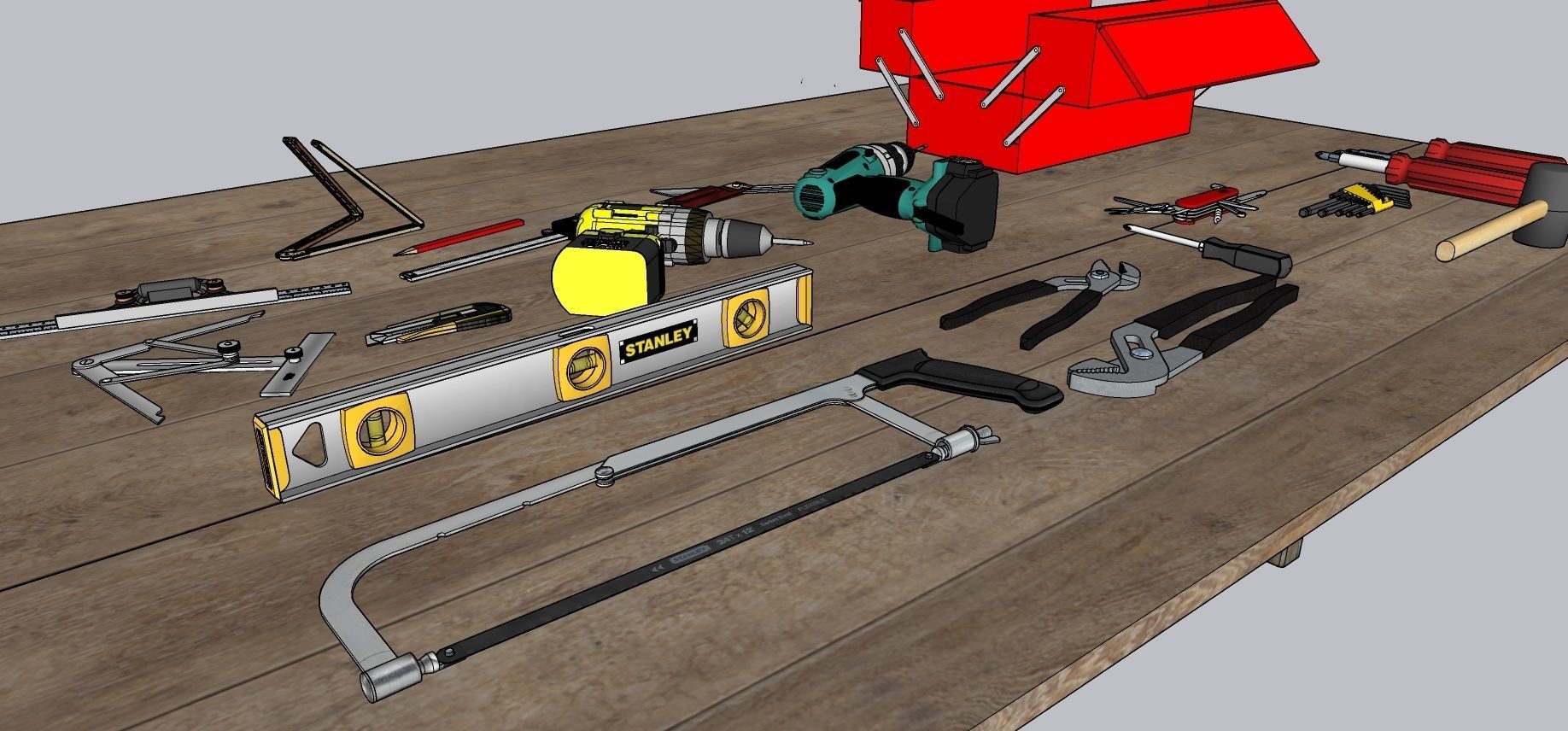 Hand tools complete 3d model 3D model | CGTrader