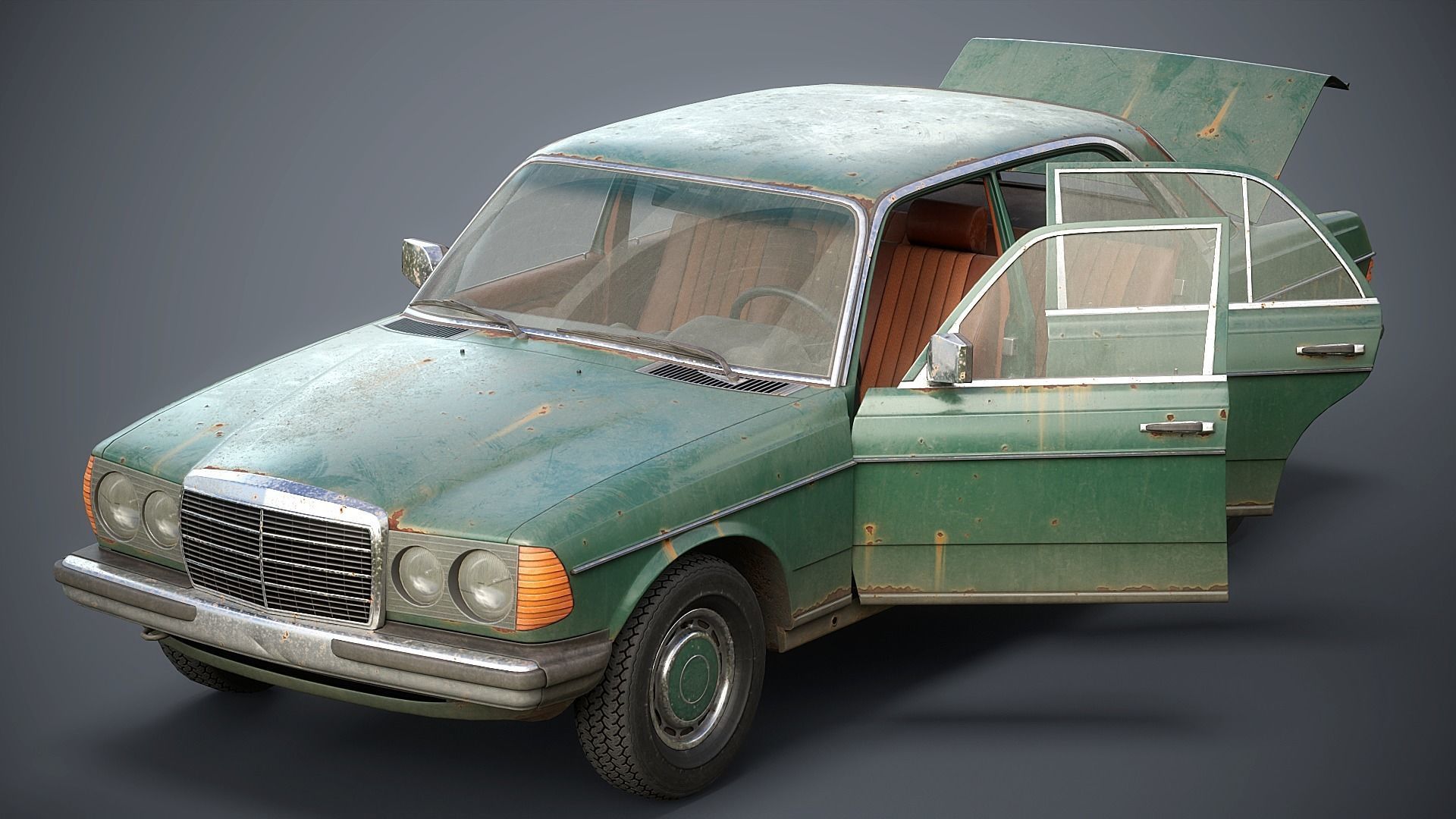 3D model Old Classic car Sedan Set with interior in 9 color variants ...