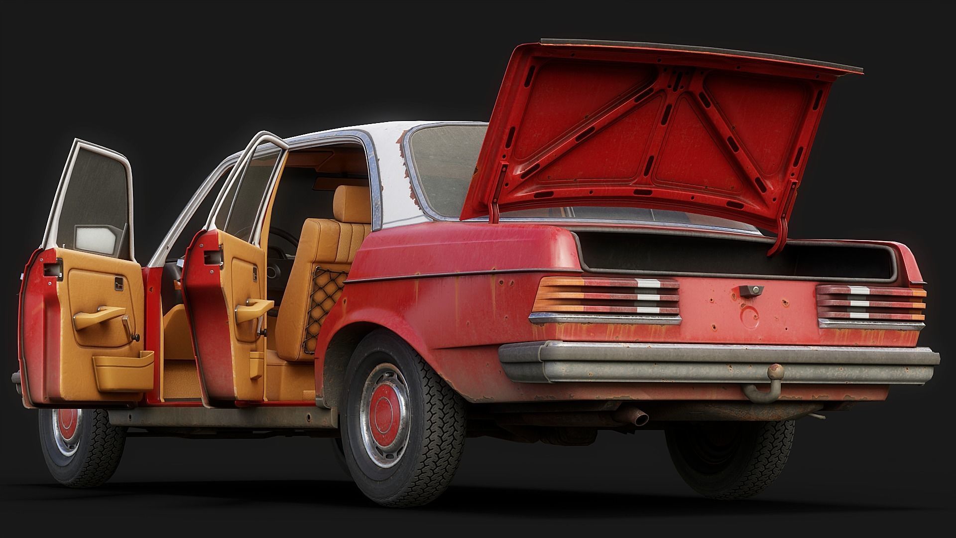 3D model Old Classic car Sedan Set with interior in 9 color variants ...