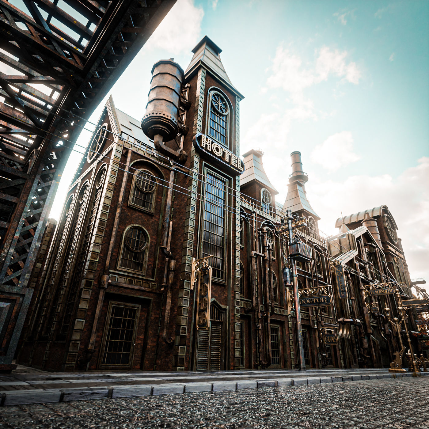STEAMPUNK INDUSTRIAL BUILDING PACK 3D Model Collection | CGTrader